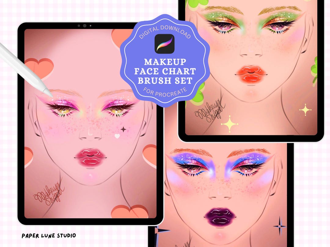 Makeup Face Chart Procreate Brushes Set of 16 - Painting Kit for ...