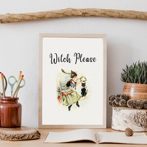 DIGITAL DOWNLOAD Printable Vintage Wall Art, Witch Please Printable ...