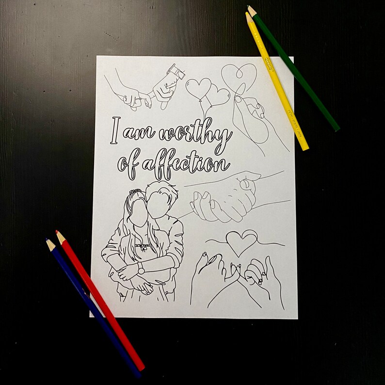 Coloring Page i Am Worthy of Affection - Etsy
