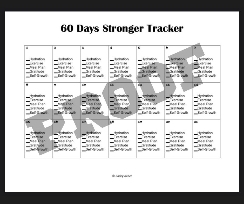 60 Days Stronger Printable Challenge & Calendar Tracker - Etsy