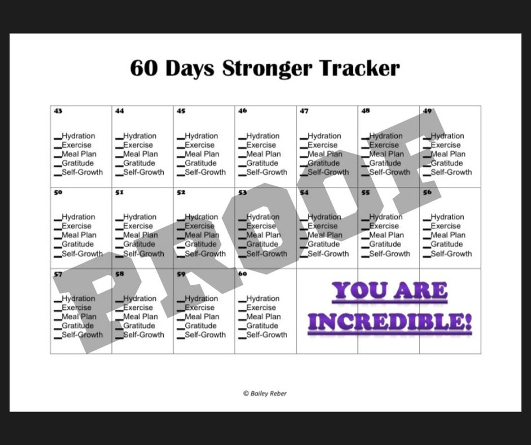 60 Days Stronger Printable Challenge & Calendar Tracker - Etsy