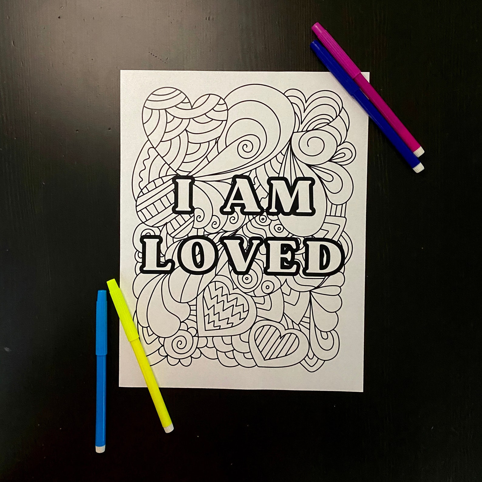 Affirmation Coloring Page i AM Loved, Adult Coloring, Mental Health ...