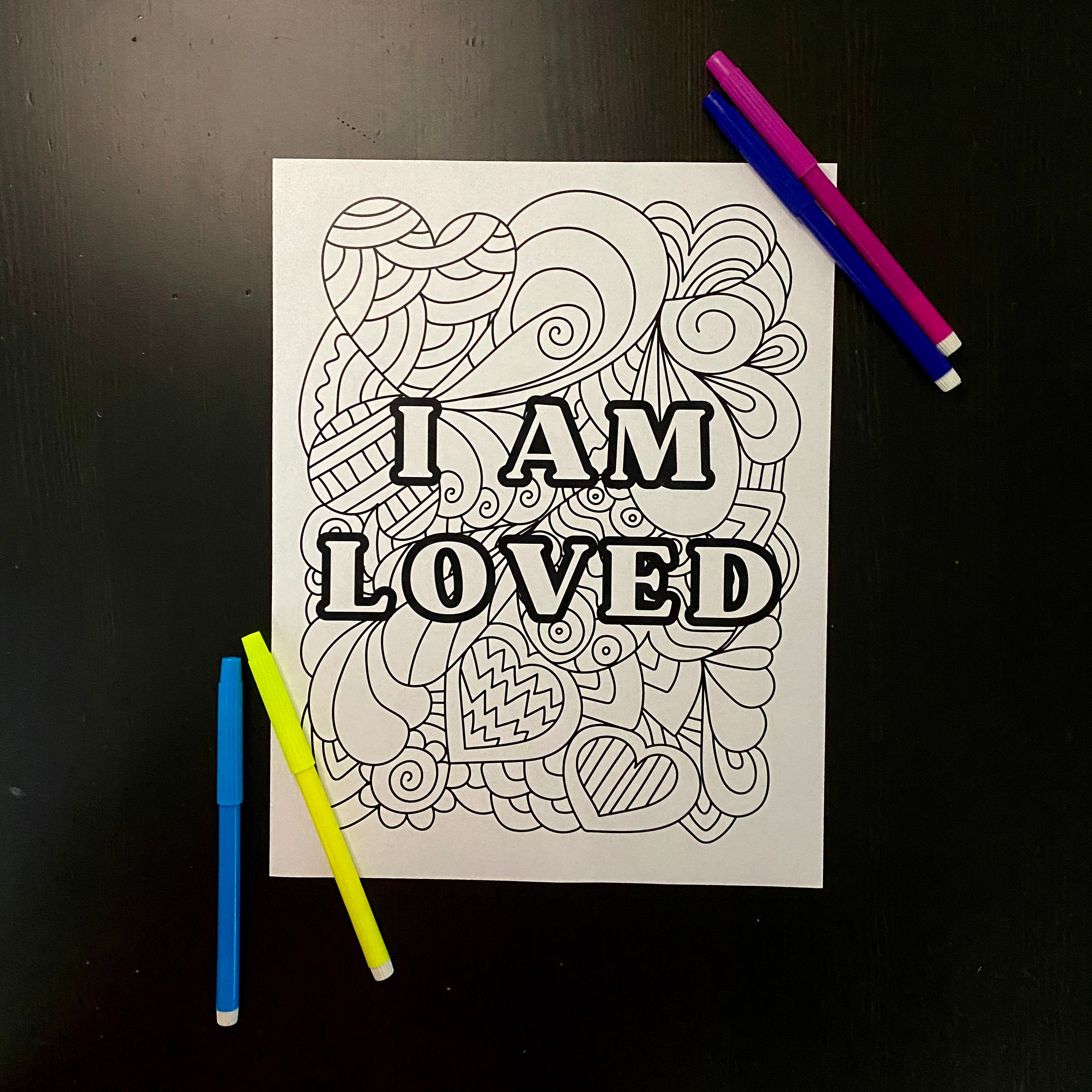 Affirmation Coloring Page "i AM Loved", Adult Coloring, Mental Health ...