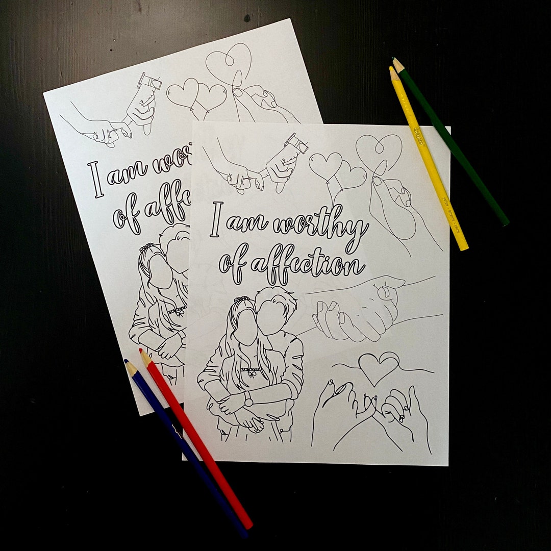 Coloring Page "i Am Worthy of Affection", Affirmation Coloring Page ...