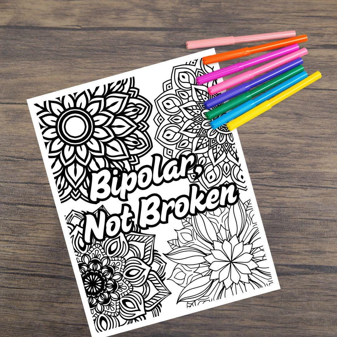 Bipolar Awareness Adult Coloring Page, Mandala Art (digital Download ...