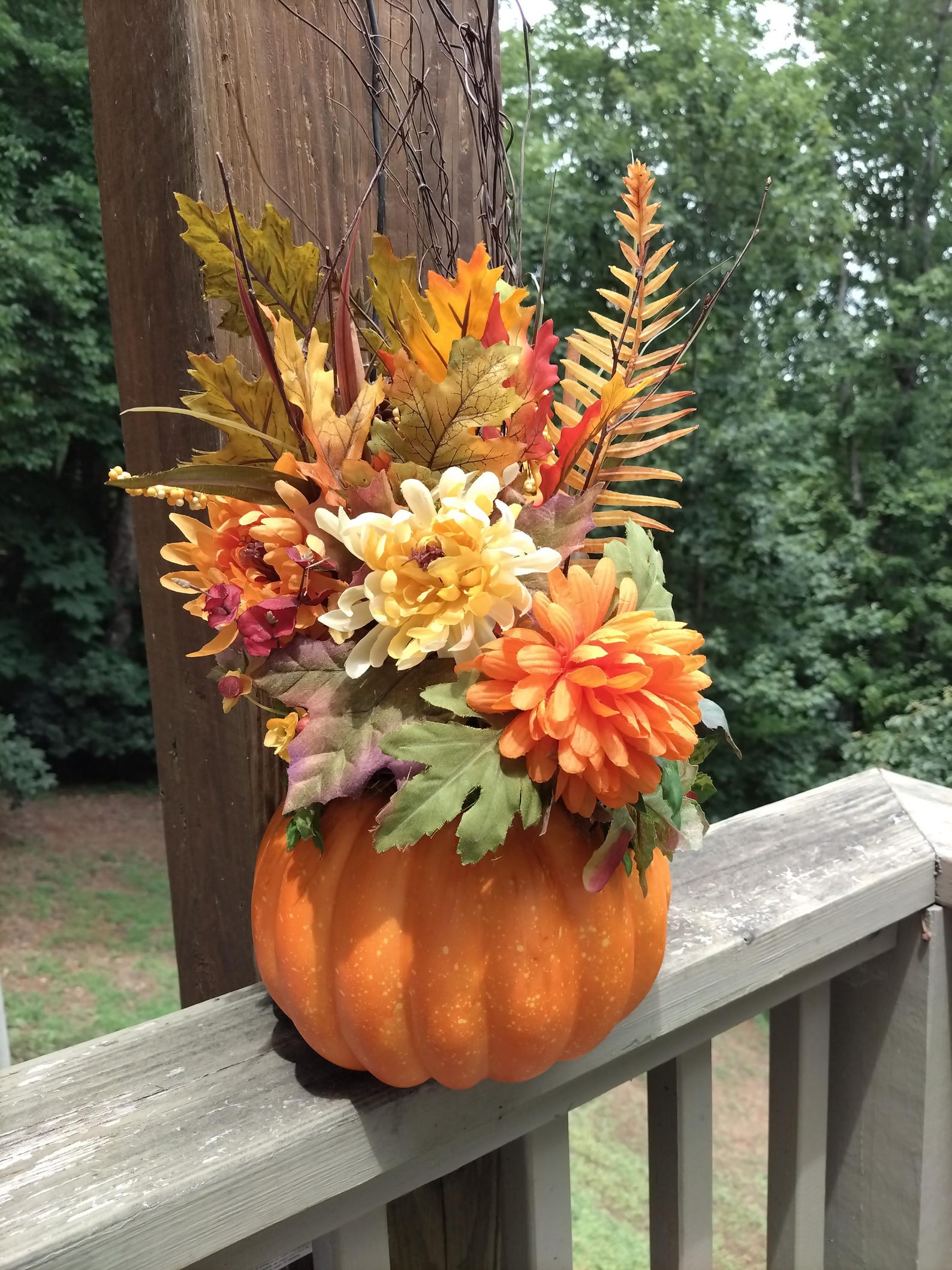 Fall Orange Pumpkin Floral Arrangement. the 8 Inch Pumpkin Then ...