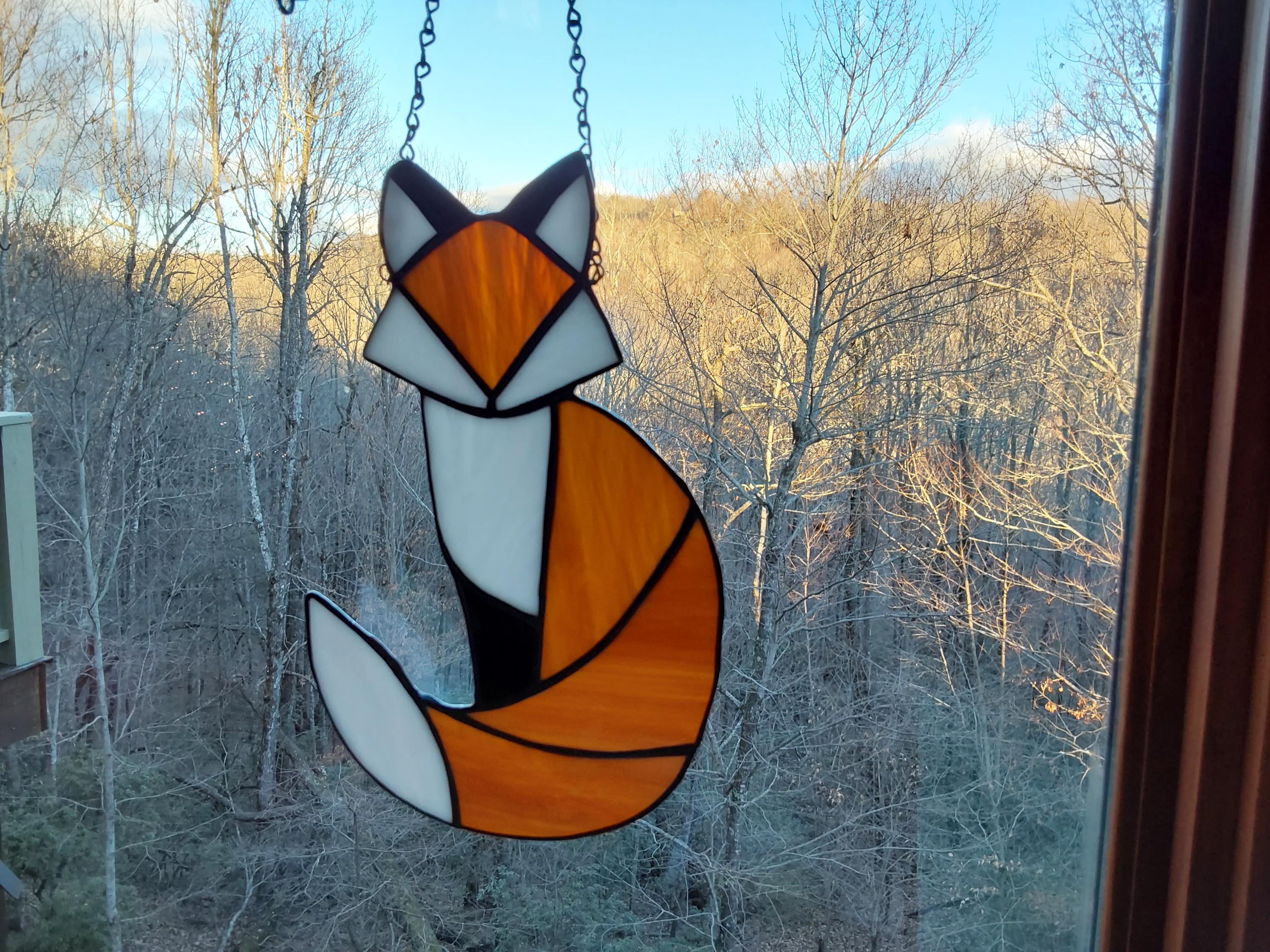 Stained Glass Fox Suncatcher: Window or Wall Decor (9.5x6 Inches) - Etsy