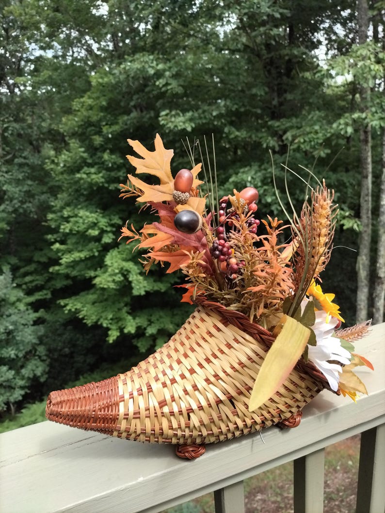 This Cornucopia Basket is Filled With All Fall Artificial Flowers and ...