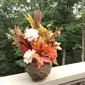 This Cornucopia Basket is Filled With All Fall Artificial Flowers and ...