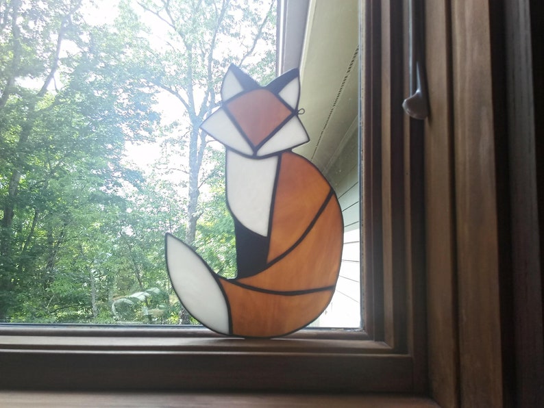 Stained Glass Fox Suncatcher: Window or Wall Decor (9.5x6 Inches) - Etsy