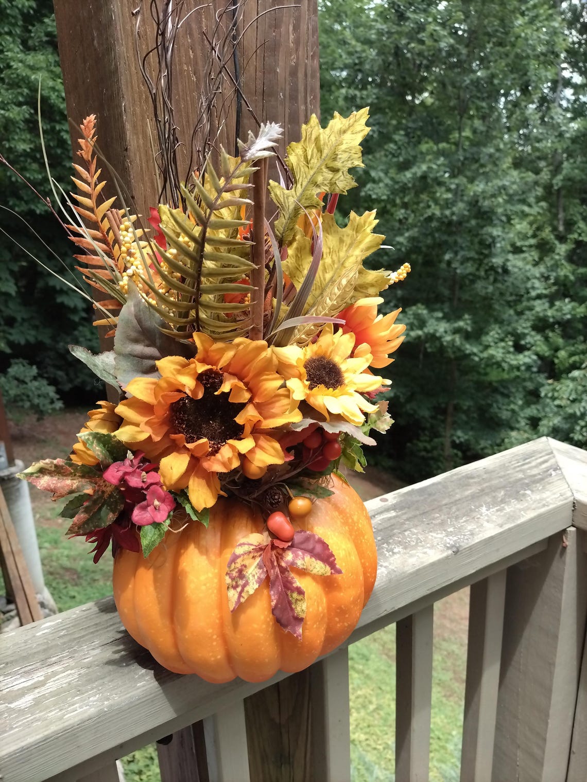 Fall Orange Pumpkin Floral Arrangement. the 8 Inch Pumpkin Then ...