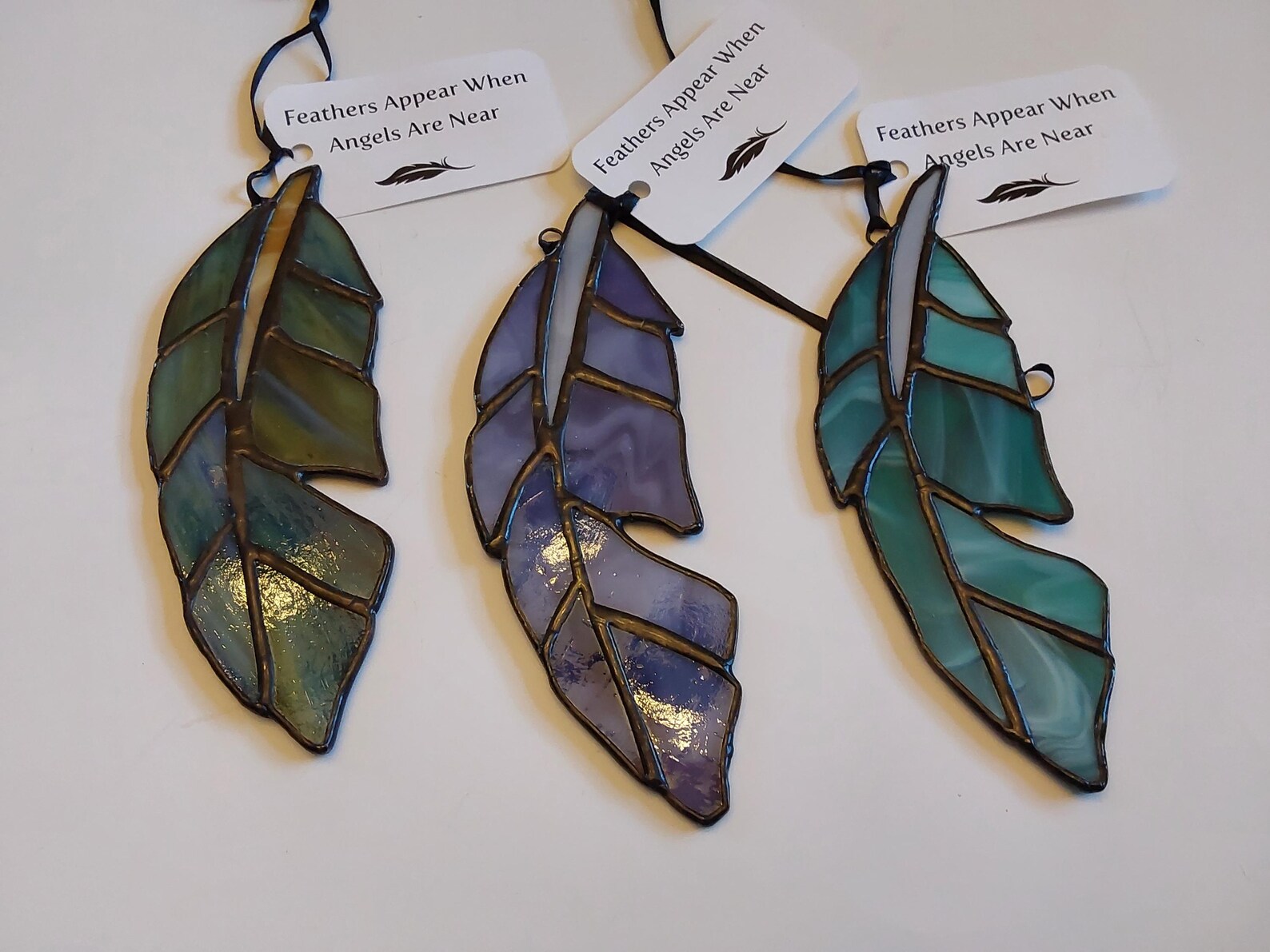 Stained Glass Feather Suncatcher: Angel Remembrance Tag - Etsy