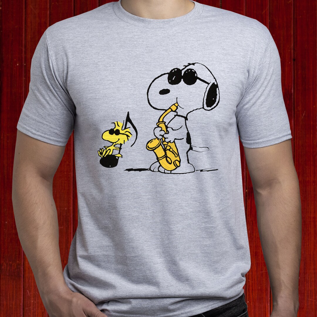 Saxophone Snoopy T-shirt Jazz Snoopy T Shirt Woodstock Tshirt Peanuts ...