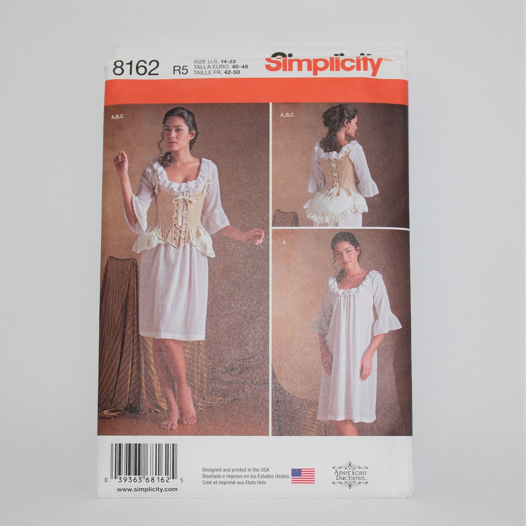 Simplicity Pattern 8162 Misses' 18th Century Costume Under Clothes - Etsy