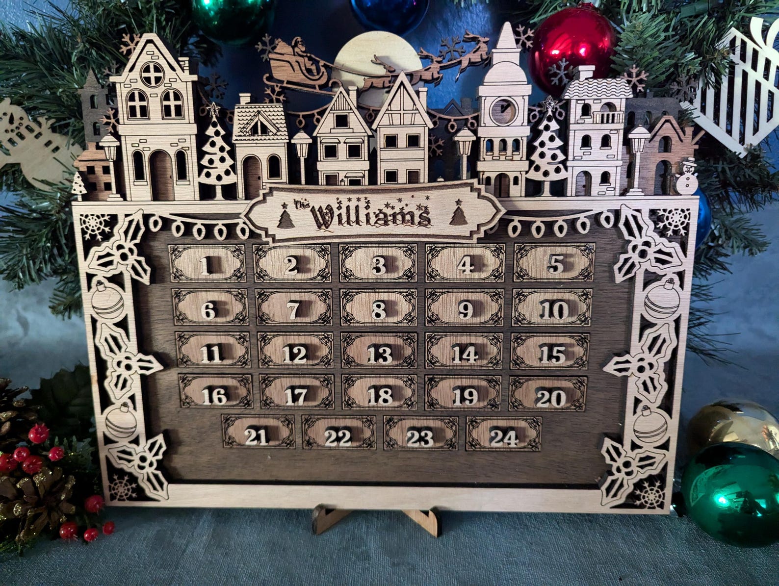 Handmade Wooden 3-layer Advent Calendars 4 Unique Festive Christmas ...