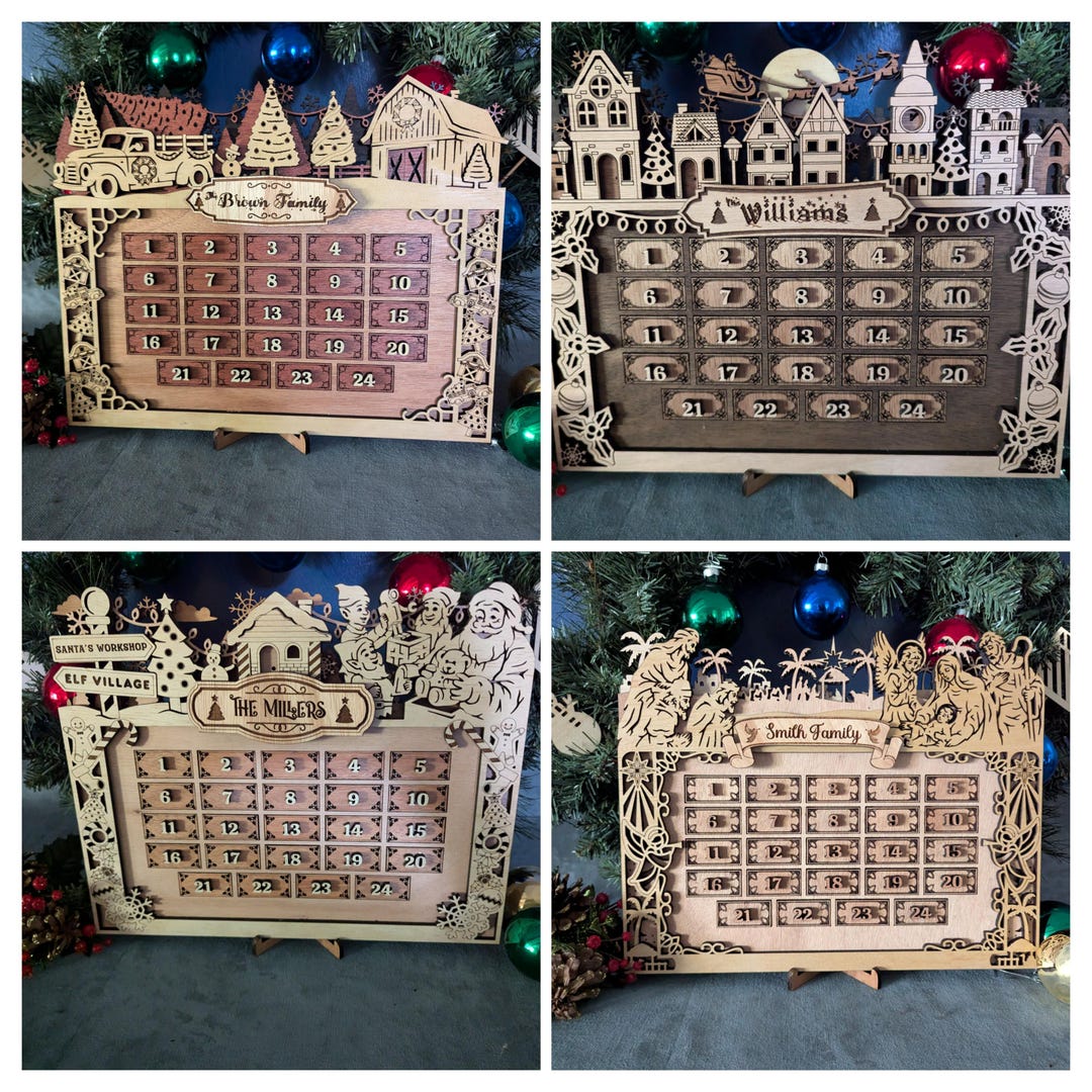 Advent Calendar Handmade Wooden, Festive Christmas Designs, Christmas ...