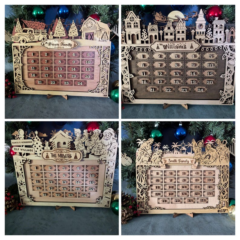 Handmade Wooden 3-layer Advent Calendars | 4 Unique Festive Christmas ...