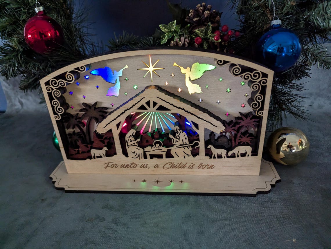Handcrafted Multi-layered Nativity Scene With LED Backlight – Custom ...