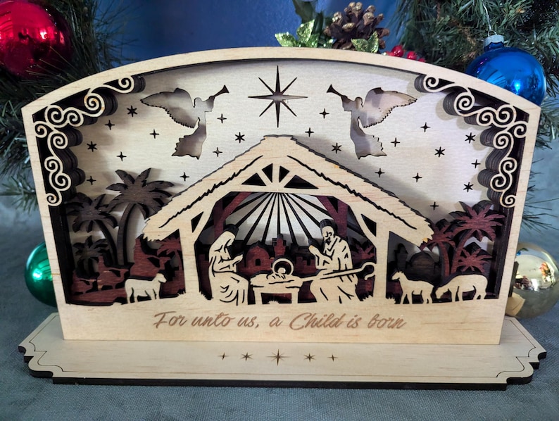 Handcrafted Multi-layered Nativity Scene With LED Backlight – Custom ...