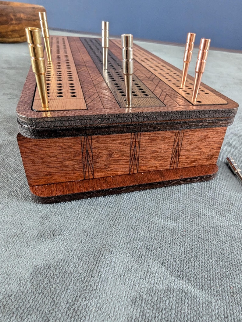 Handmade Cribbage Board With Storage | Custom 3 & 4 Lane Wooden Game ...