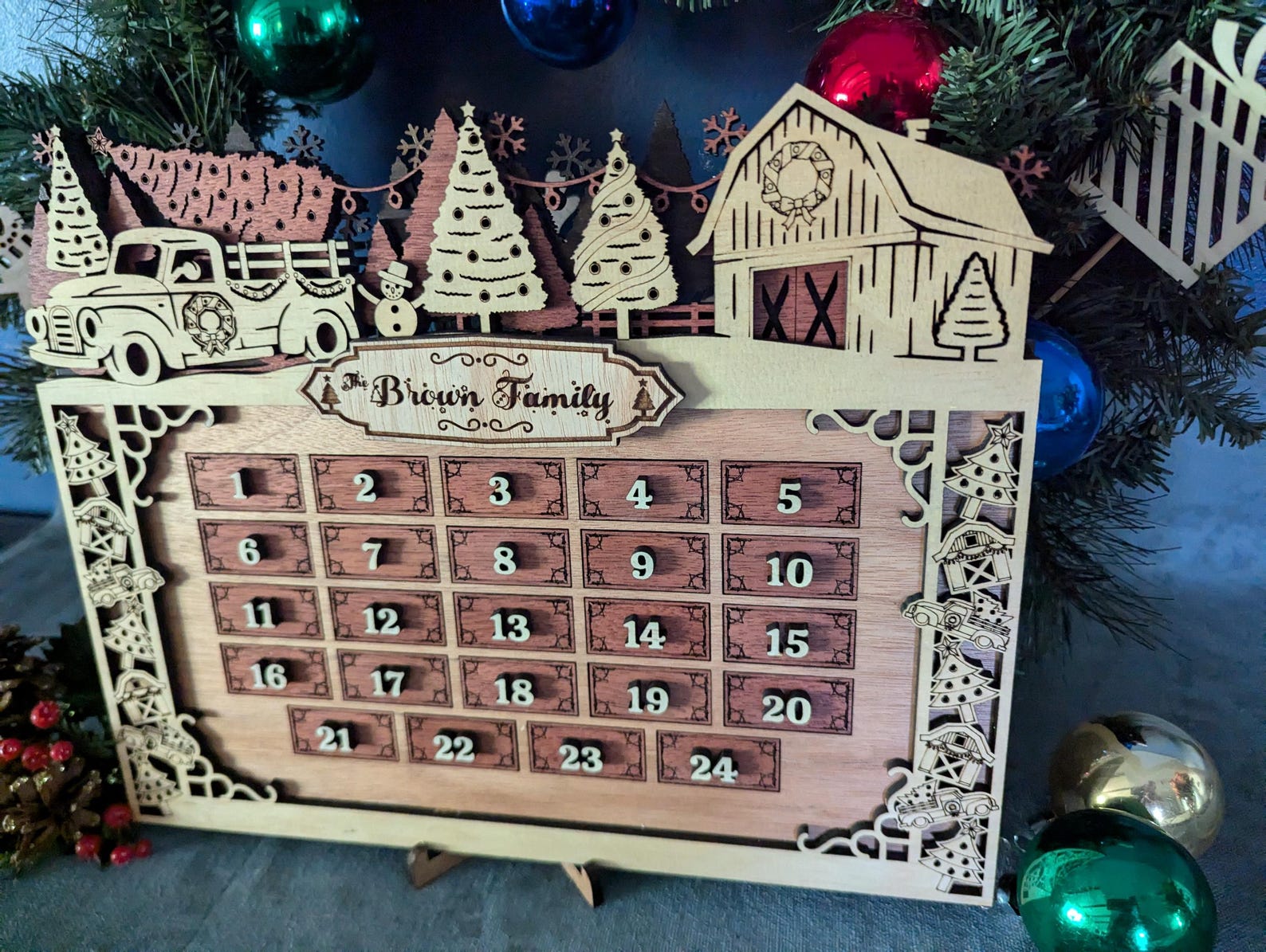 Handmade Wooden 3-layer Advent Calendars 4 Unique Festive Christmas ...
