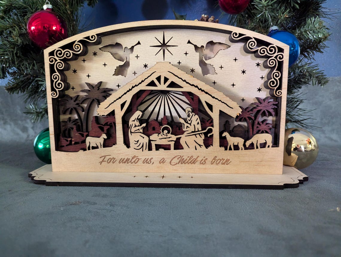 Handcrafted Multi-layered Nativity Scene With LED Backlight – Custom ...