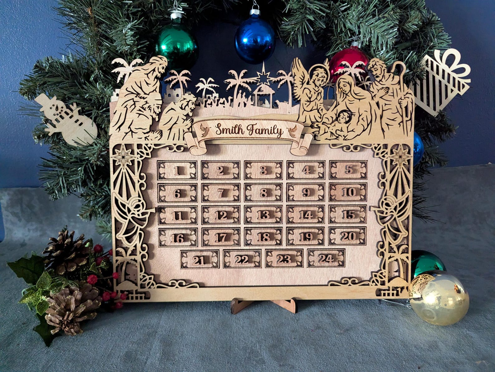 Handmade Wooden 3-layer Advent Calendars 4 Unique Festive Christmas ...