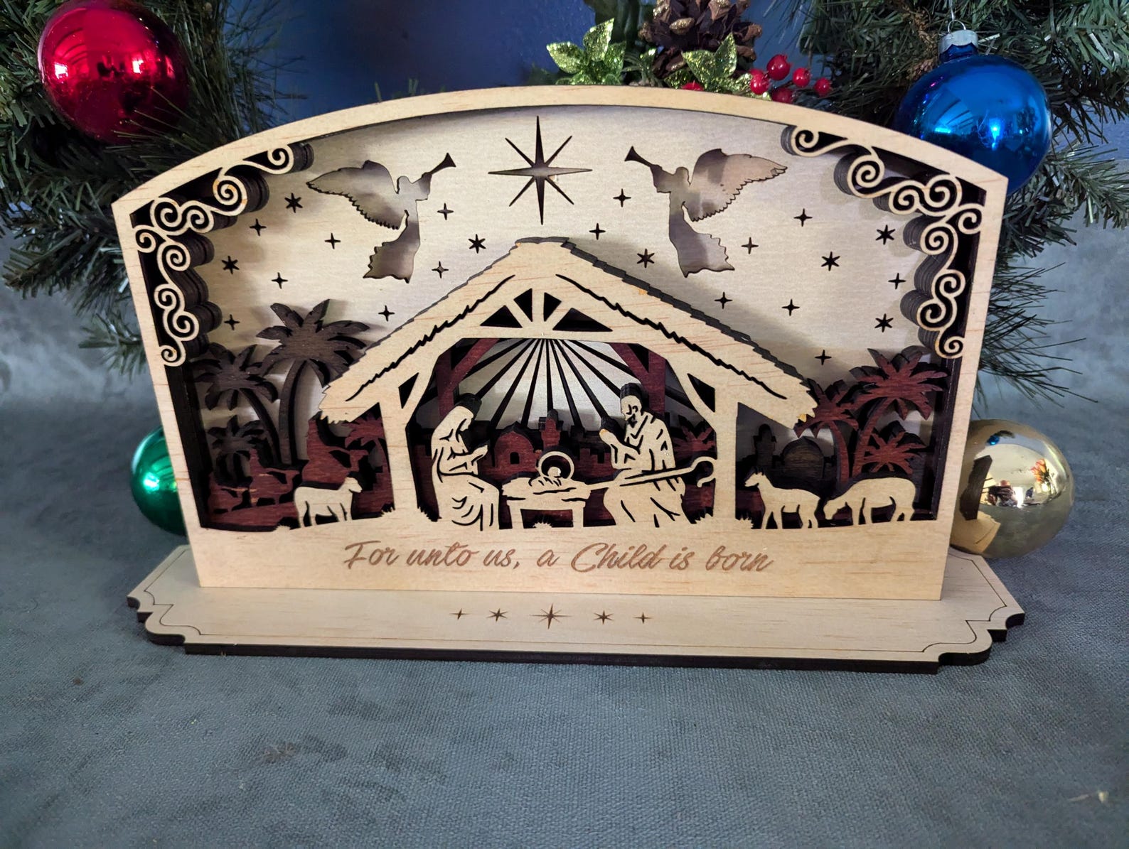 Handcrafted Multi-layered Nativity Scene With LED Backlight – Custom ...