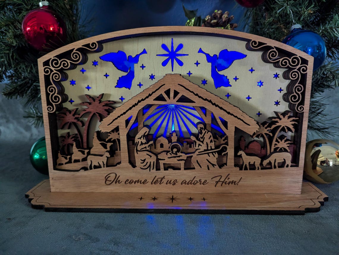Handcrafted Multi-layered Nativity Scene With LED Backlight – Custom ...