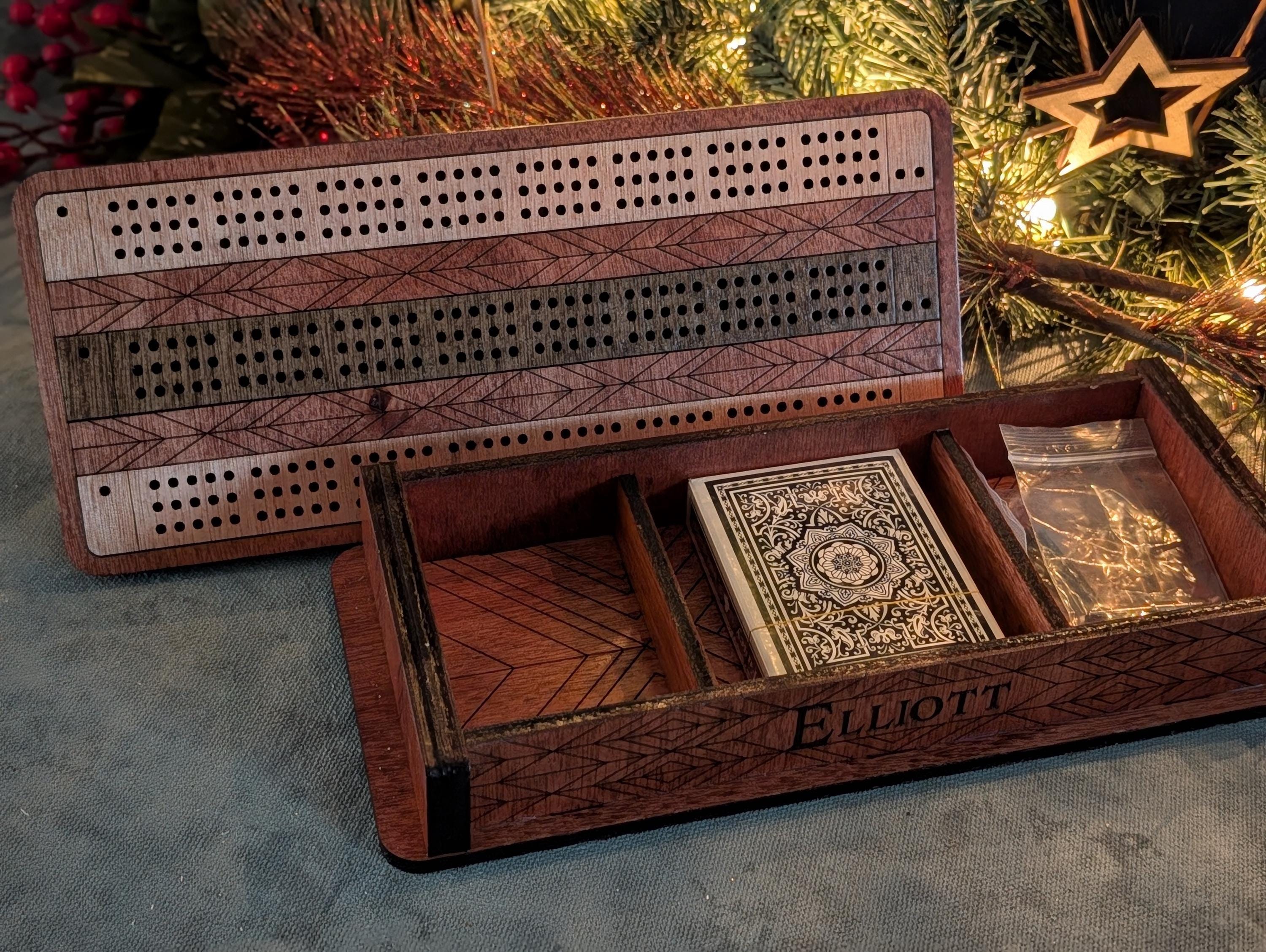 Handmade Cribbage Board With Storage | Custom 3 & 4 Lane Wooden Game ...