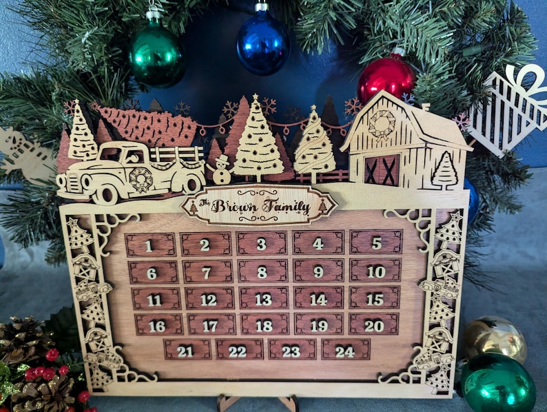 Handmade Wooden 3-layer Advent Calendars 4 Unique Festive Christmas ...