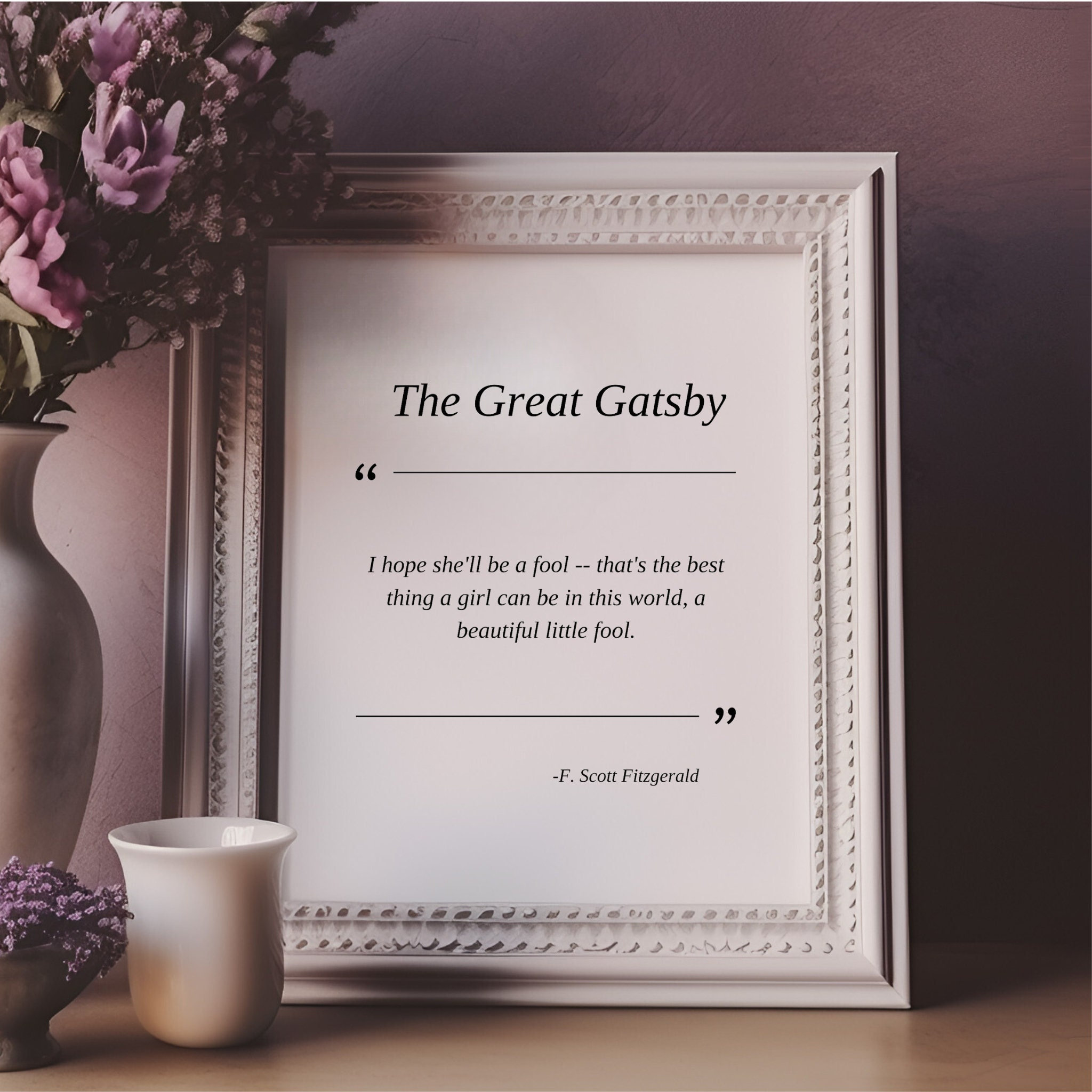 The Great Gatsby Printable Poster, Scott Fitzgerald Quote, Classic ...