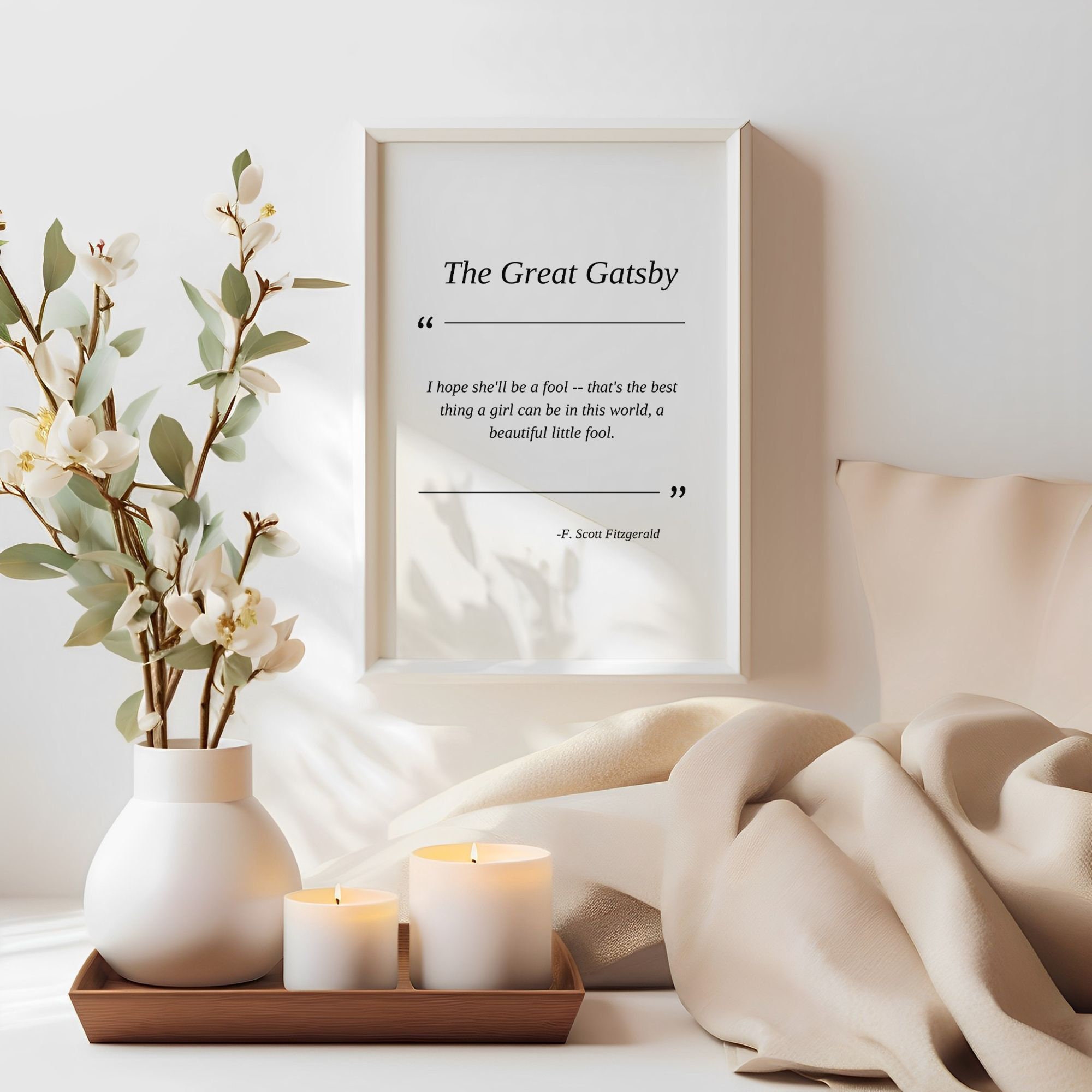 The Great Gatsby Printable Poster, Scott Fitzgerald Quote, Classic ...
