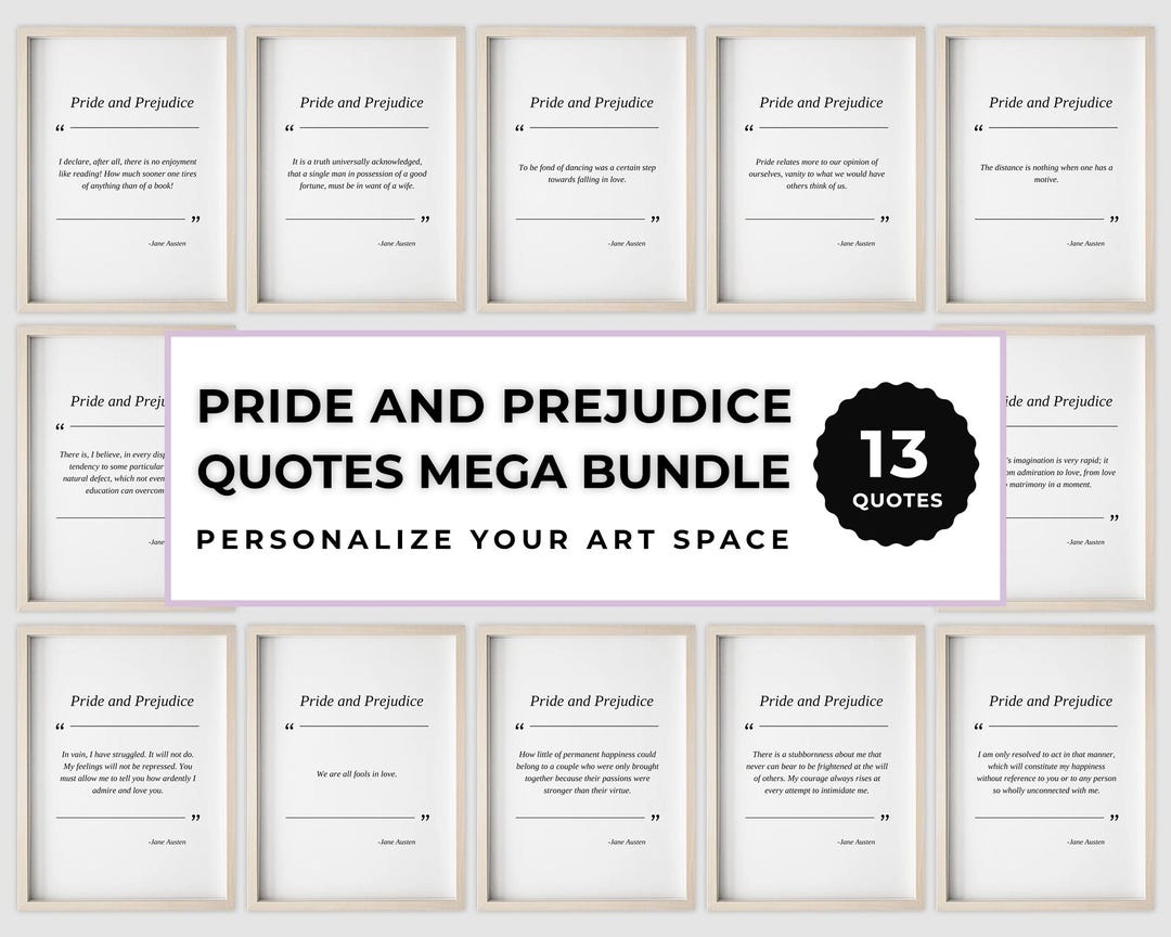 Pride and Prejudice Quote Mega Bundle, Jane Austen Printable Wall Art ...