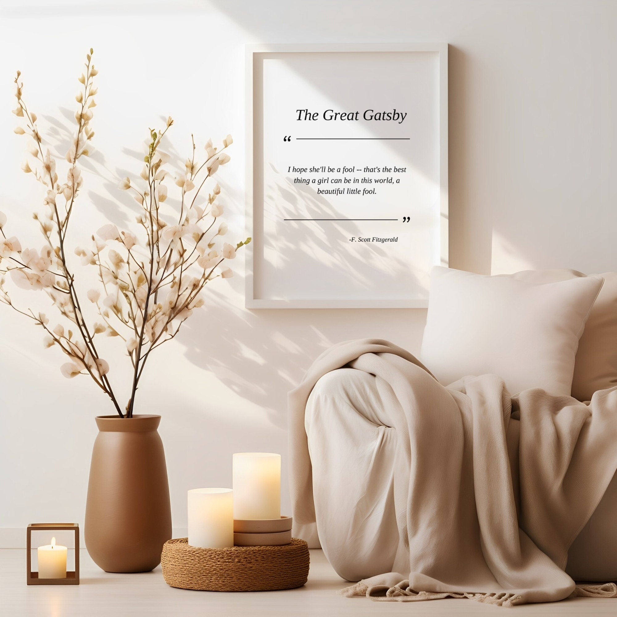 The Great Gatsby Printable Poster, Scott Fitzgerald Quote, Classic ...
