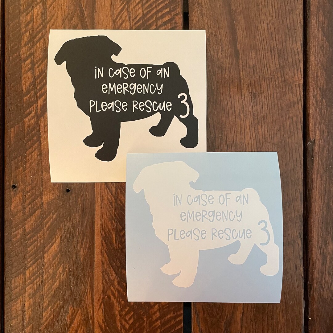 ICE in Case of Emergency Pet Vinyl Window or Door Decal, Black or White ...