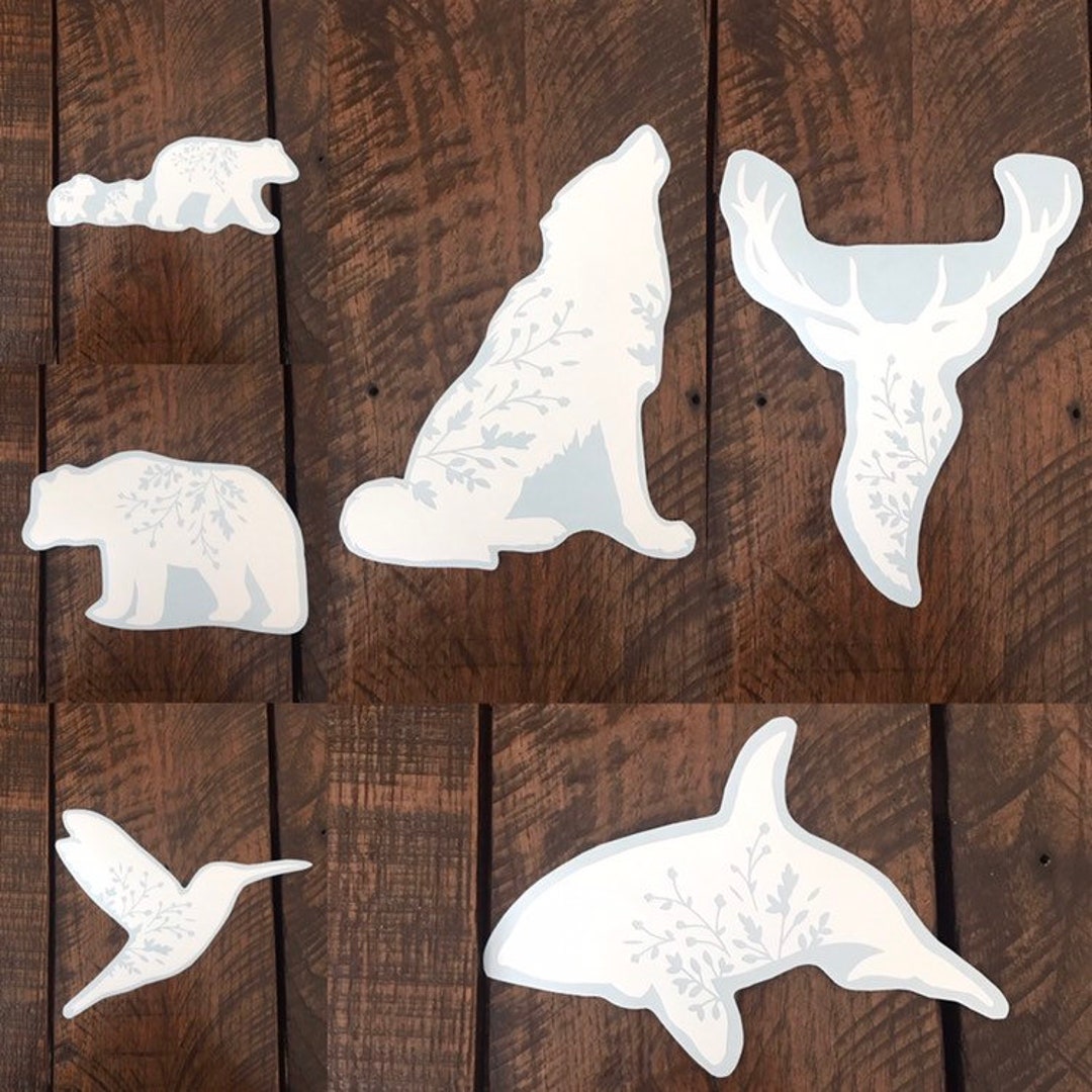 Wild Animals Vinyl Car Decal, White or Black, 6 / Bear, Mama Bear W ...