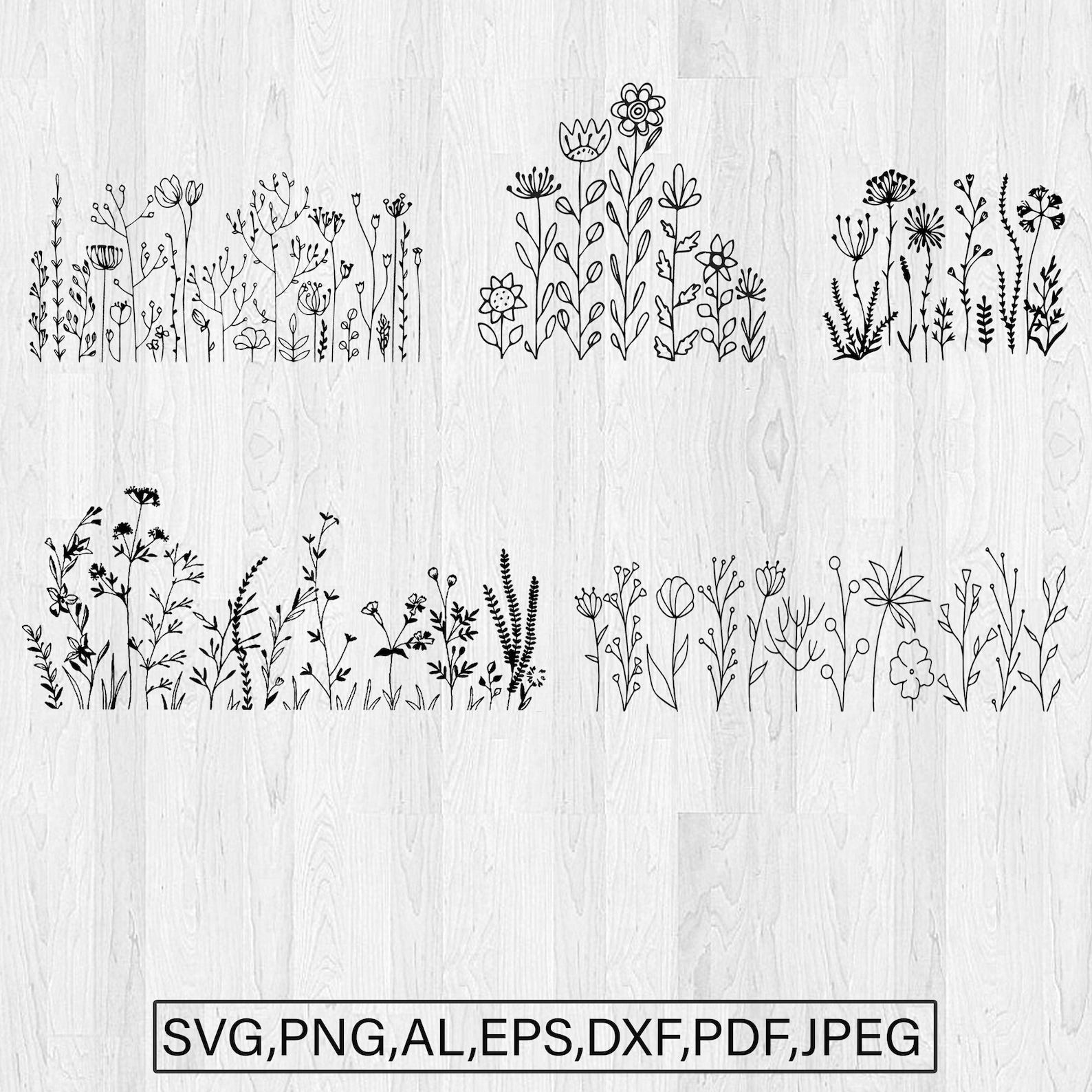 Wildflower Bundle Svg Flower Meadow Svg Flower Border SVG - Etsy Australia