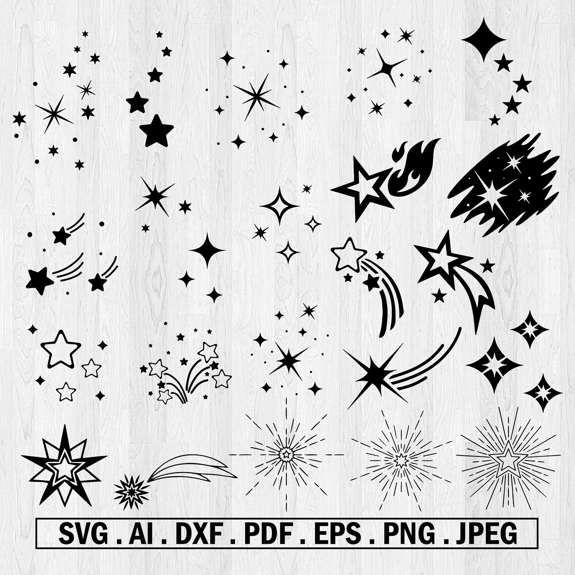 Stars Svg Sparkle Svg Stars Clipart Stars Png Stars Silhouette - Etsy