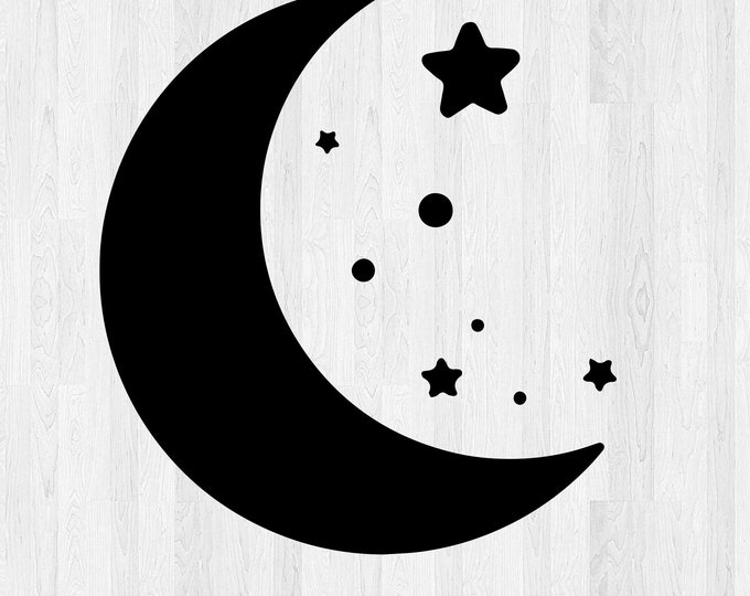 Moon and Stars Svg File, SVG Files for Cricut, Stars, Star SVG, Moon ...