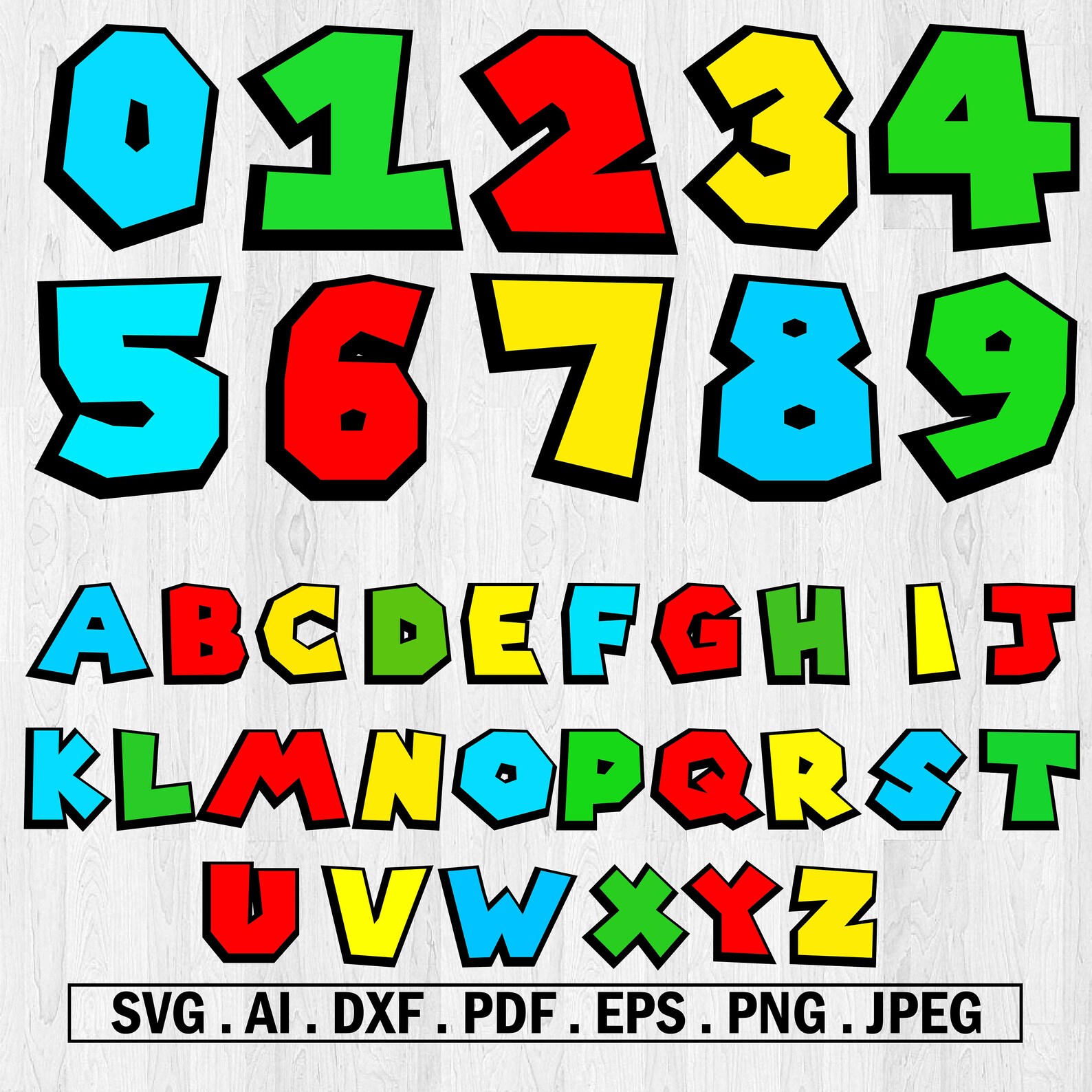 Alphabet and Numbers Svg Monogram Svg Files for Cricut Numbers and ...