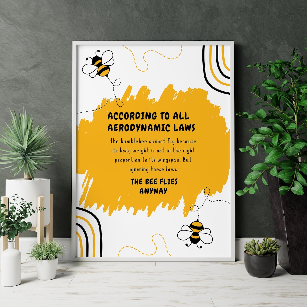 Motivational Bumble Bee Quote Print: Inspiring Wall Art (digital ...