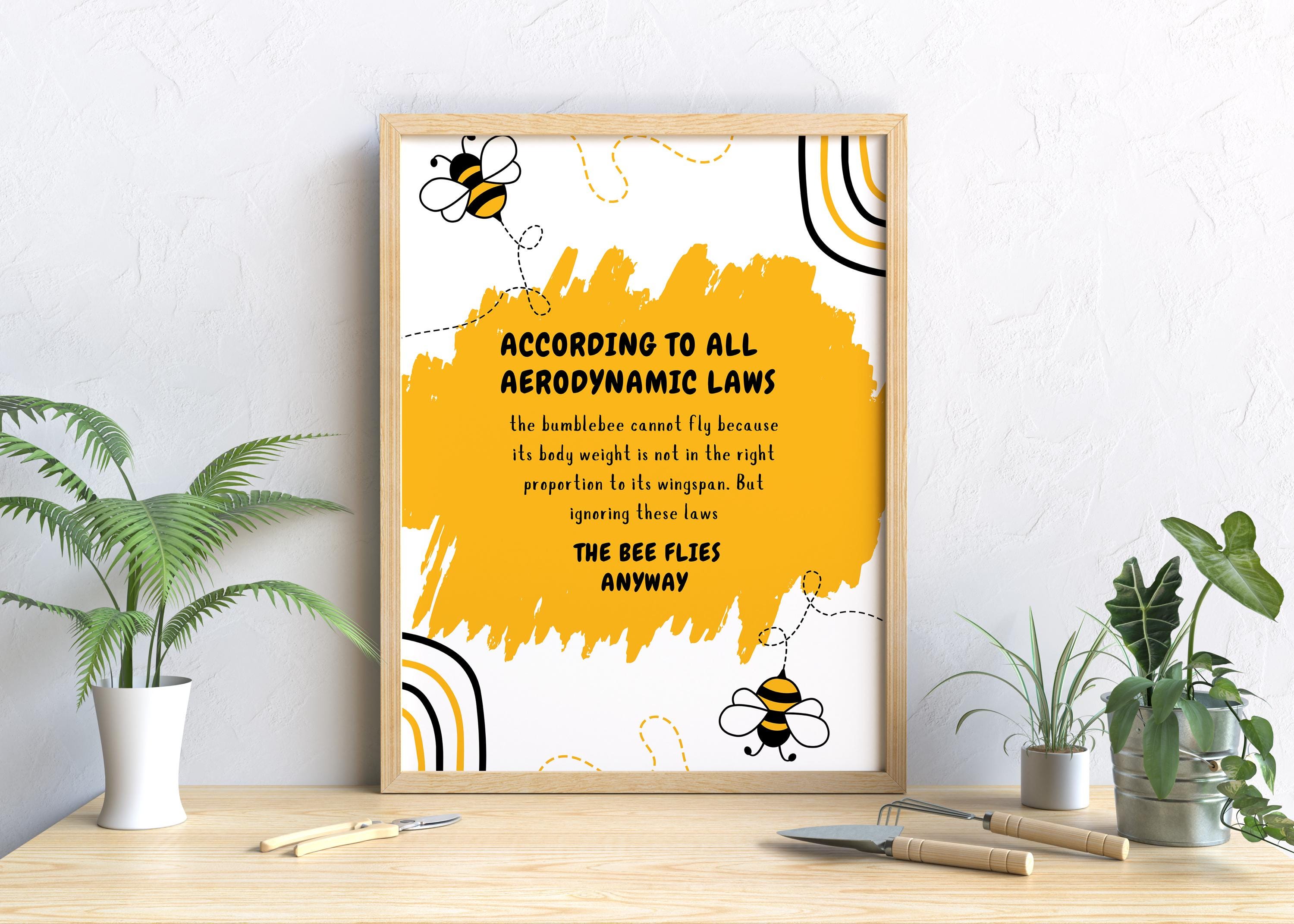 Motivational Bumble Bee Quote Print: Inspiring Wall Art (digital ...