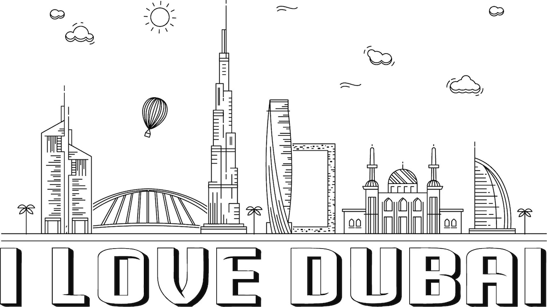 SVG Vector DUBAI UAE. Arab Emirates Svg Skyline. Svg Cut File Clip Art ...