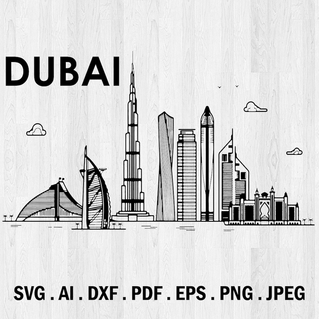 SVG Vector DUBAI UAE. Arab Emirates Svg Skyline. Svg Cut File Clip Art ...