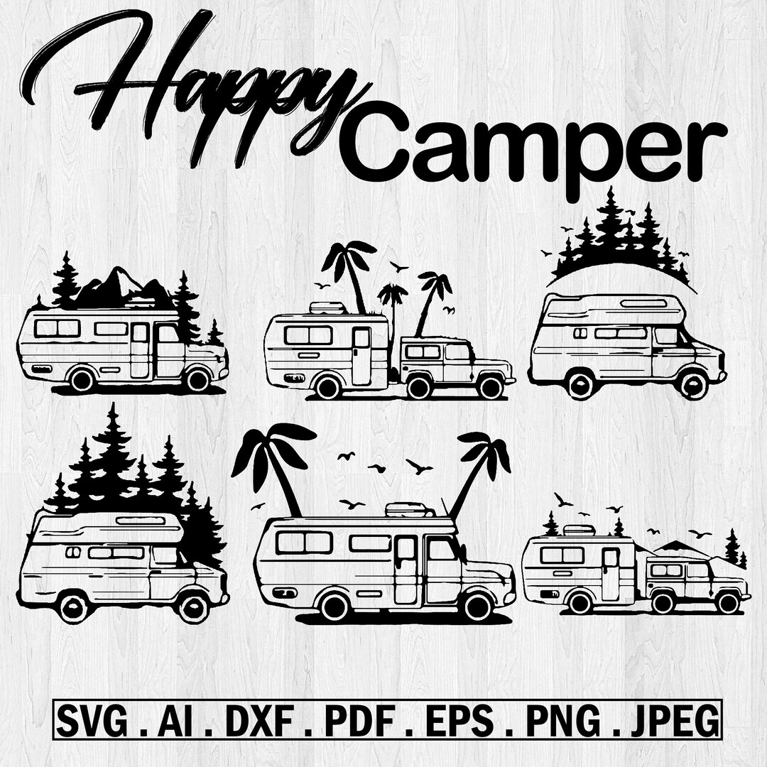 Bundle Caravan Svg, Happy Camper Svg, Camper Svg, Car Svg, Camping Svg ...