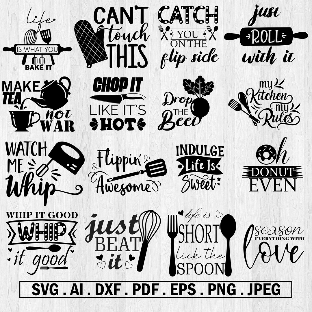 Kitchen SVG Bundle, Baking Svg, Cooking Svg, Chef Svg, Hand Lettered ...