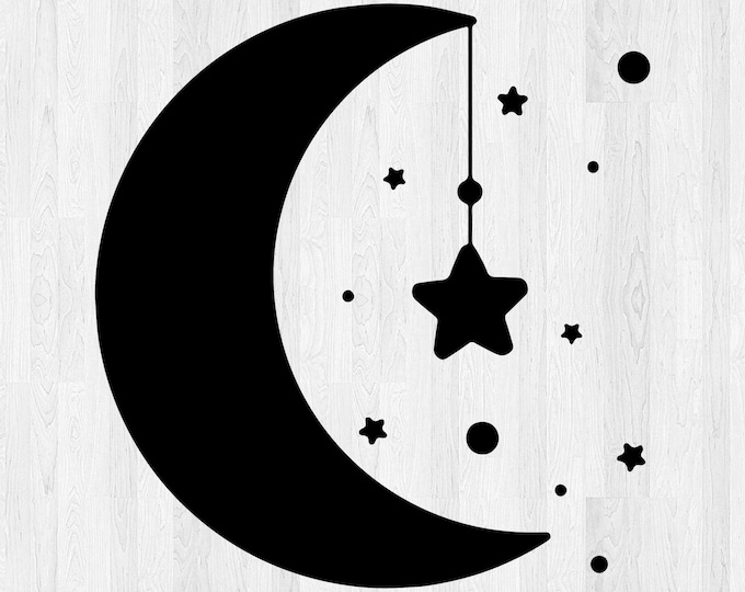 Moon and Stars Svg File, SVG Files for Cricut, Stars, Star SVG, Moon ...