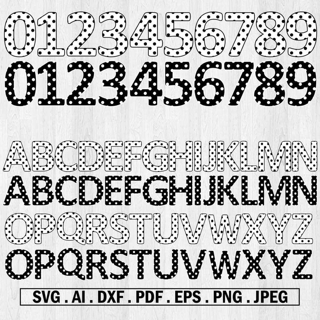 Polka Dot Alphabet SVG: Monogram Letters & Numbers Clipart (digital ...
