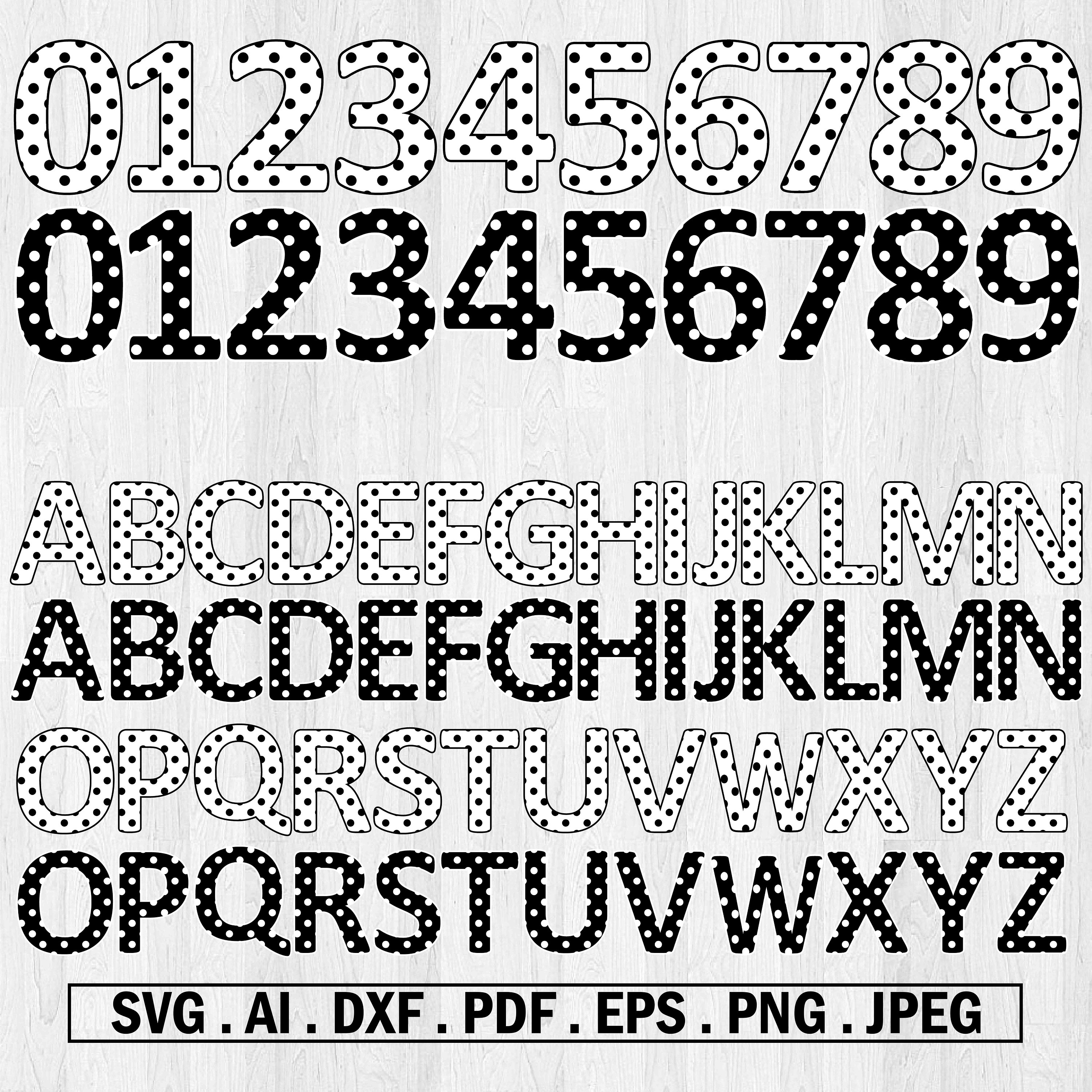 Polka Dot Alphabet SVG: Monogram Letters & Numbers Clipart (digital ...